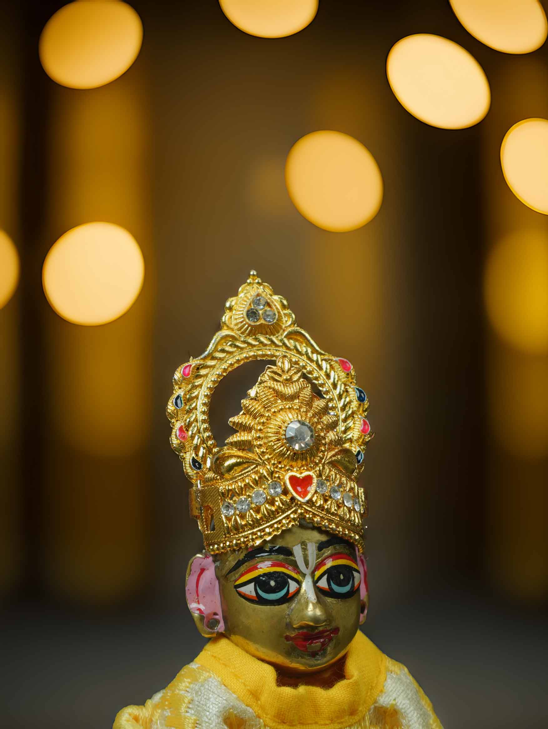 Golden Color Metal Mukut For Laddu Gopal ji | OM Poshak
